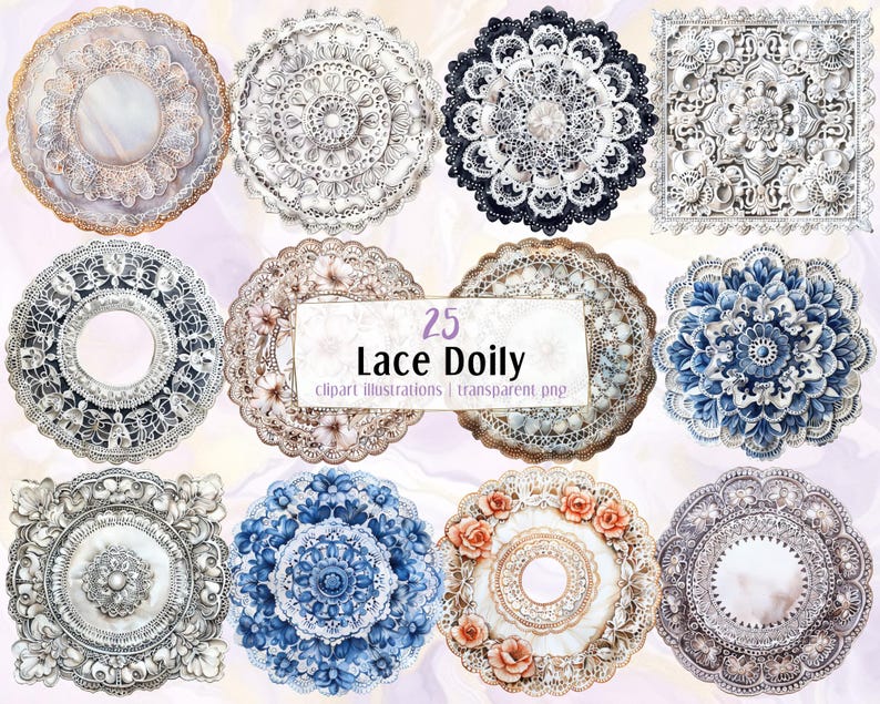 Lace Doily Illustrations. Table Doilies, Home Decoration, Vintage Style ...