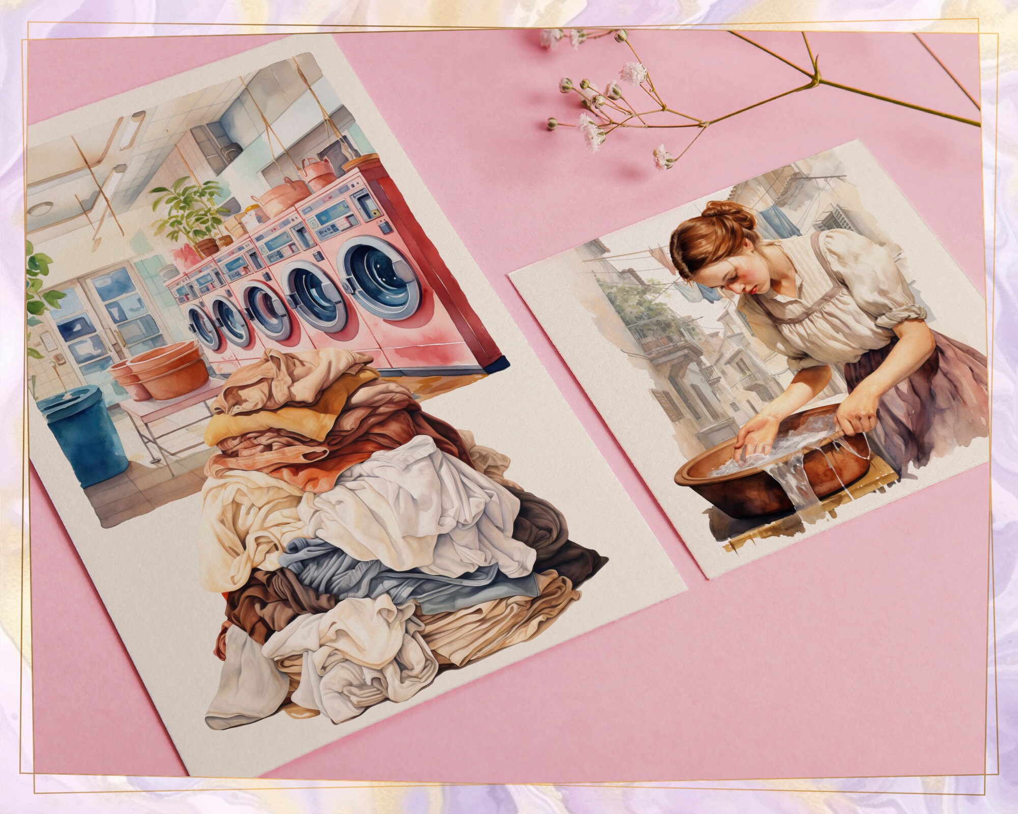 Laundry Related Illustrations. Dirty and Clean Clothes, Washing ...