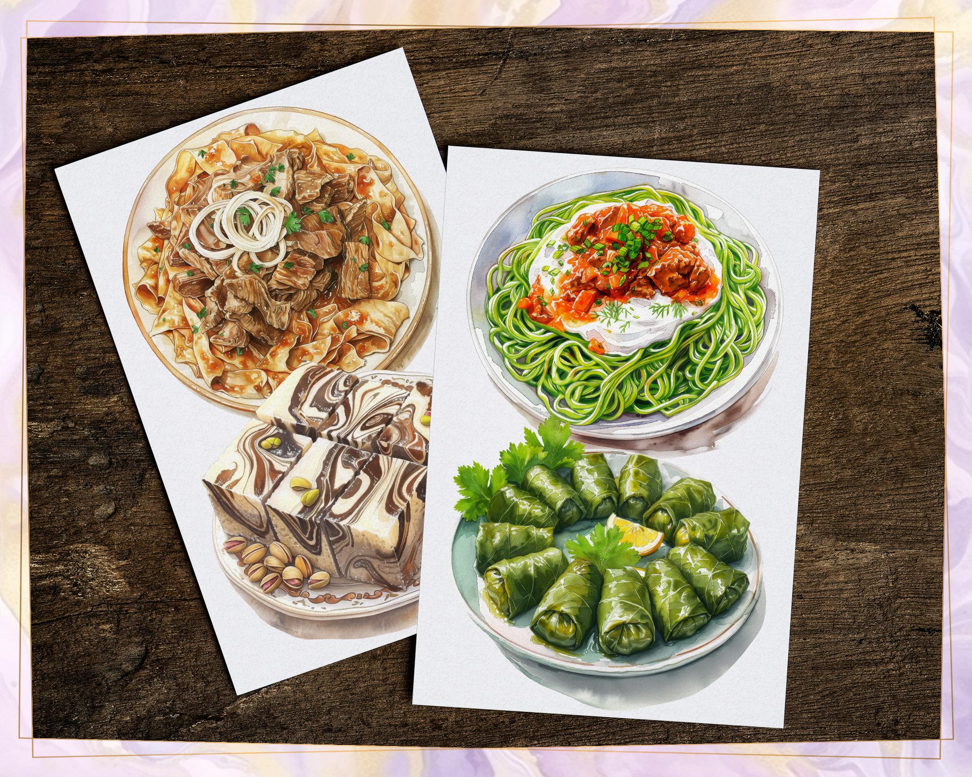 Uzbek Cuisine Illustrations. Delicious Uzbekistan Food, Plov Rice Dish ...