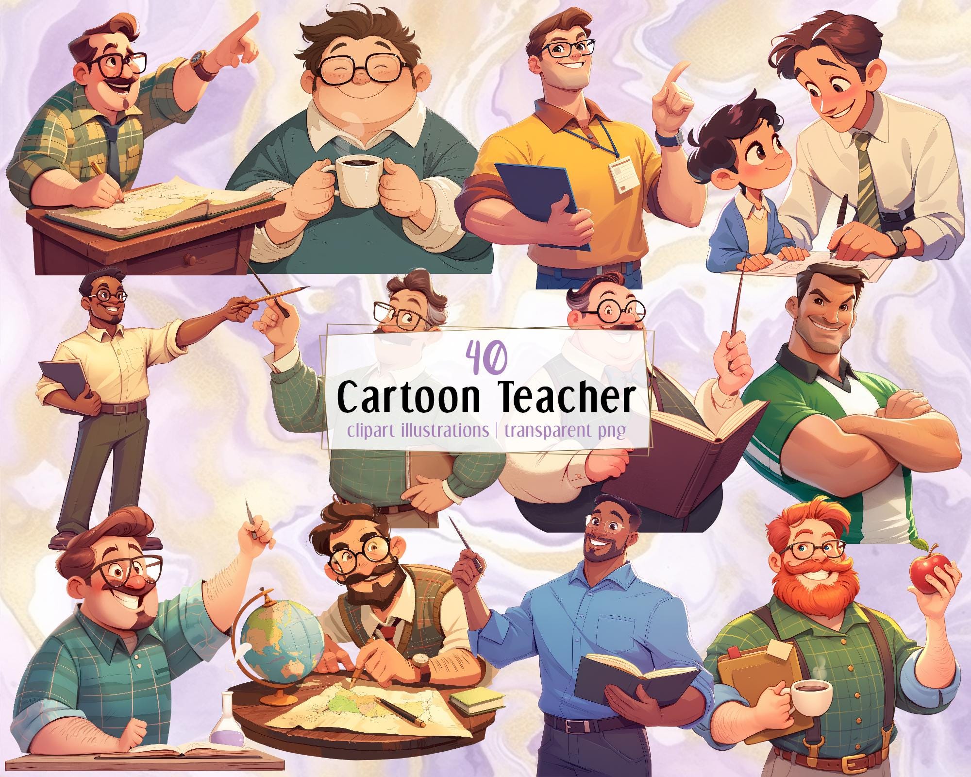 Cartoon Male Teacher Illustrations. School Teachers, Smart Men ...