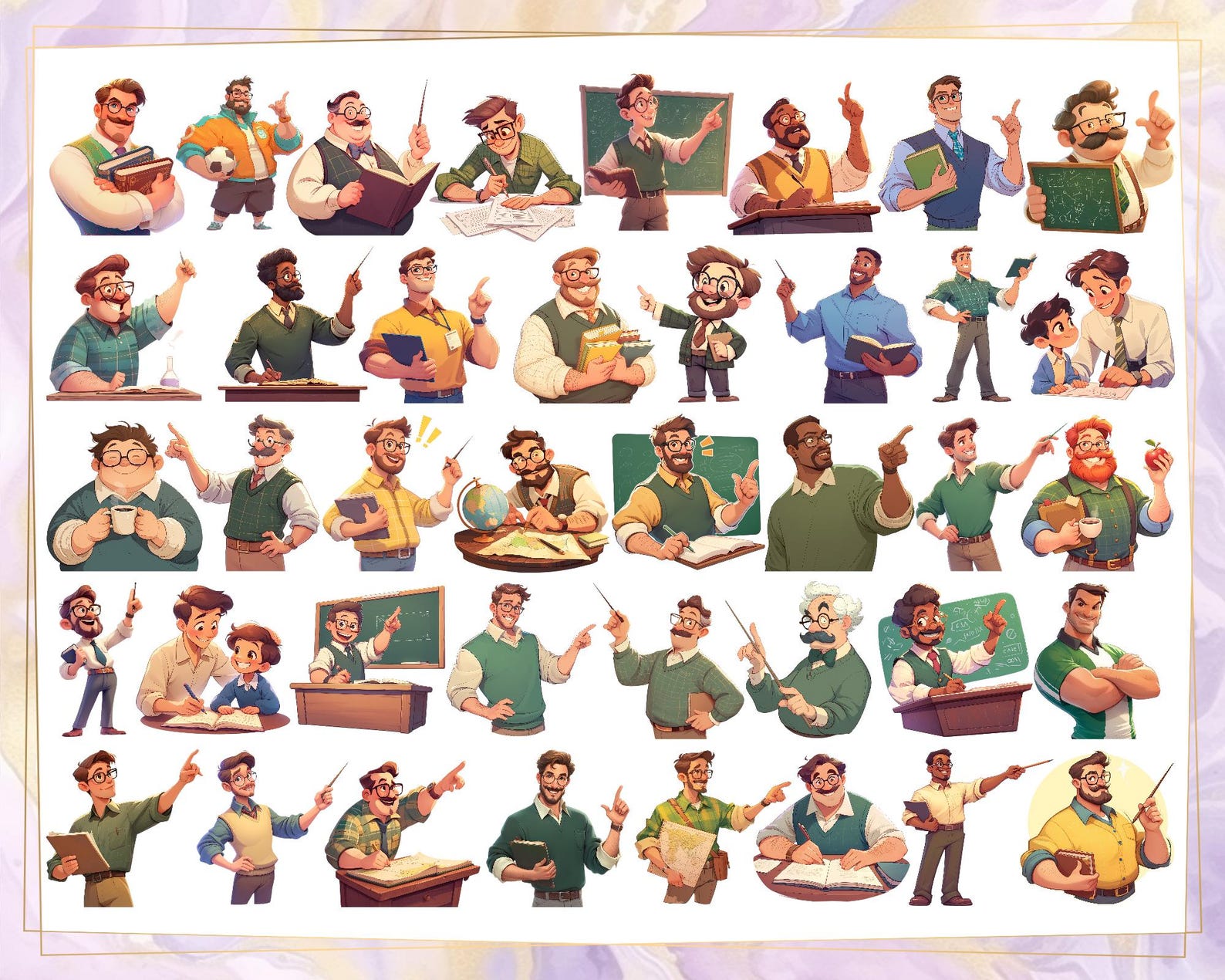 Cartoon Male Teacher Illustrations. School Teachers, Smart Men ...