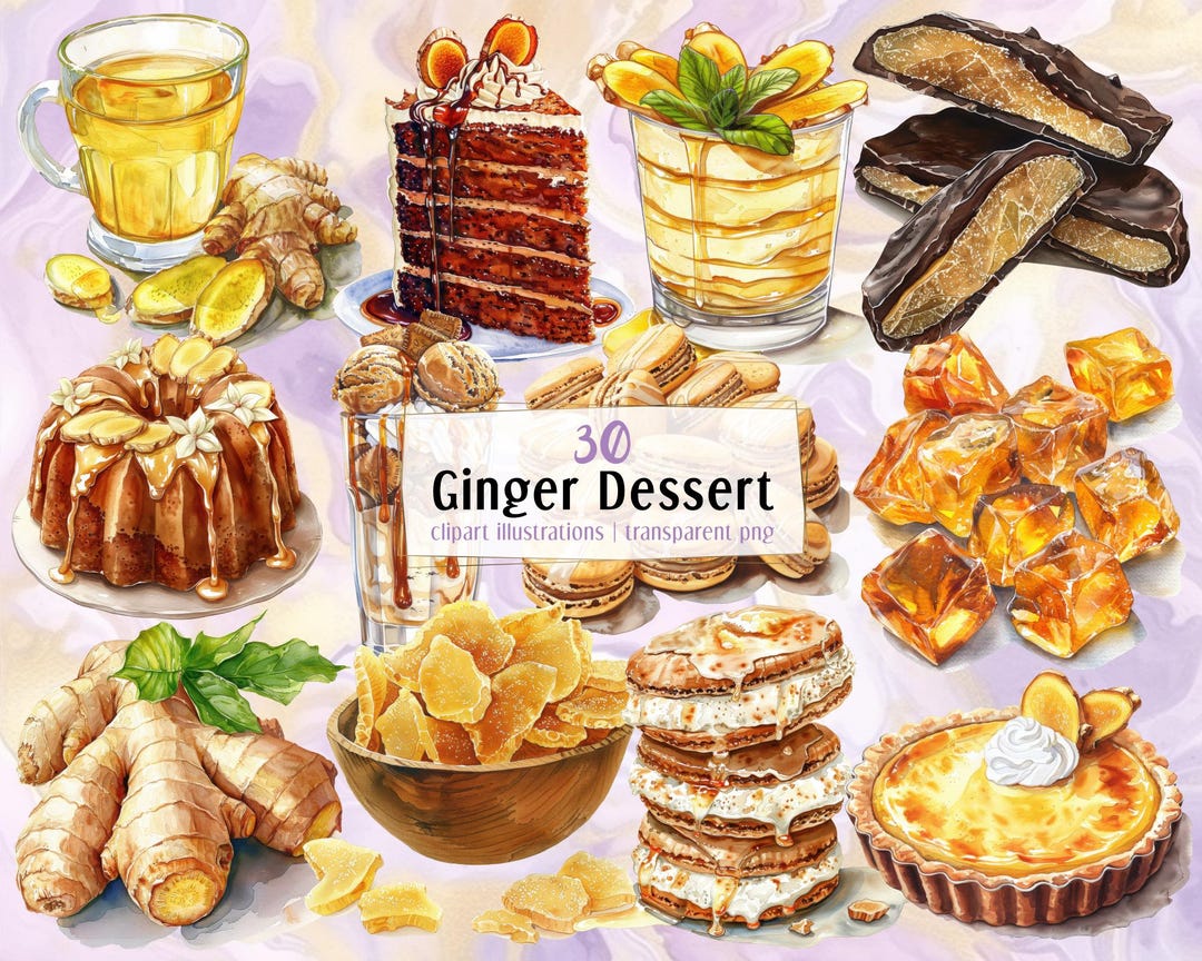 Ginger Dessert Illustrations. Ginger Root Desserts, Delicious Cake, Ice ...