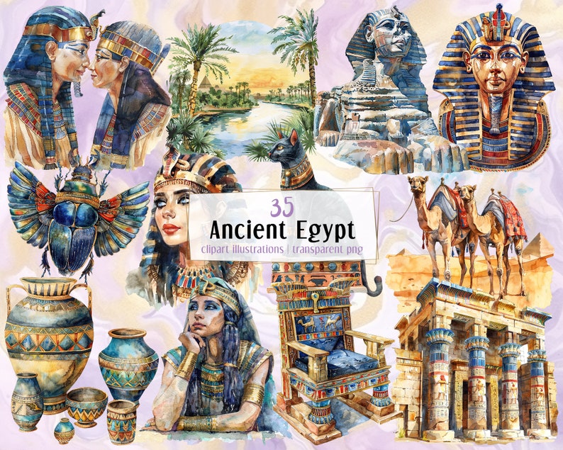 Ancient Egypt Illustrations. Old Civilization Objects, People, Historic ...