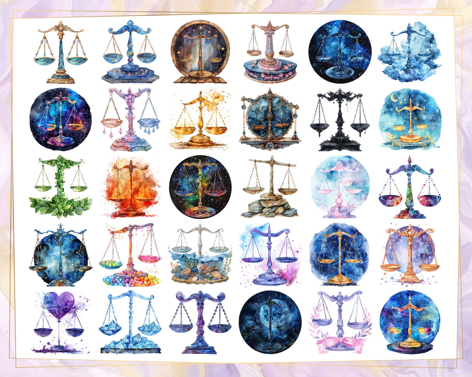 Libra Illustrations. Birthday Zodiac Astrology Air Sign Represented by ...