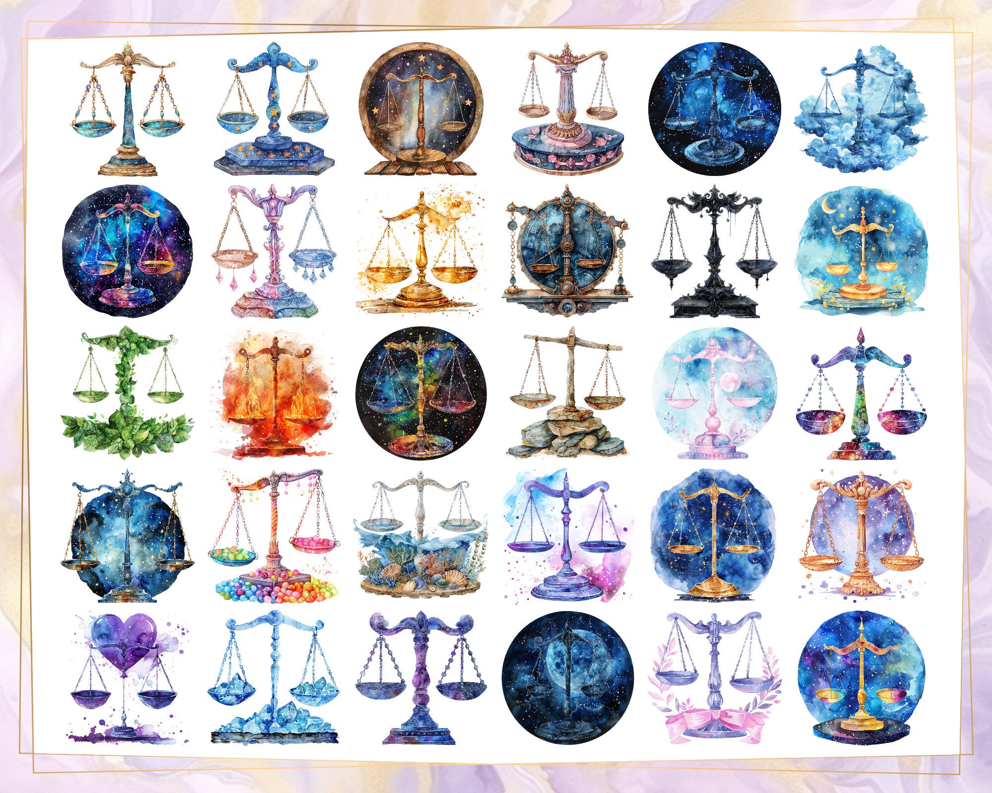 Libra Illustrations. Birthday Zodiac Astrology Air Sign Represented by ...