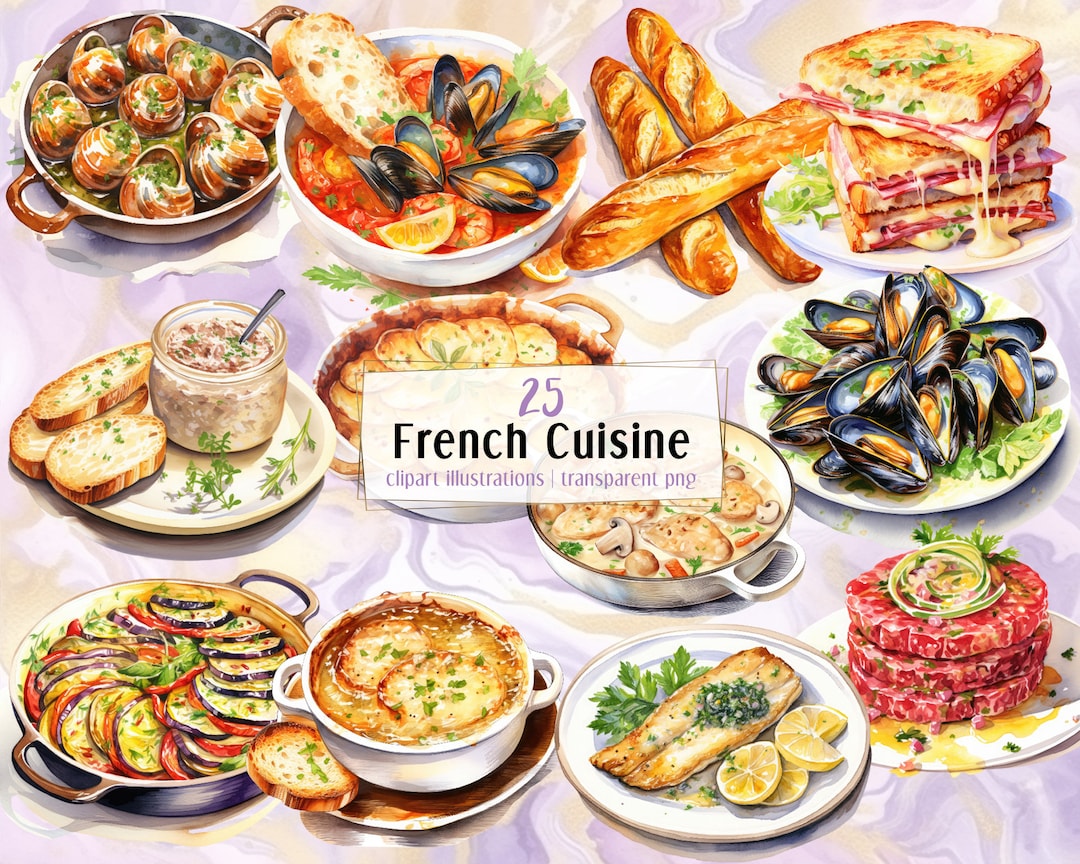 French Cuisine | PNG Clip Art Illustrations. Traditional Food From ...