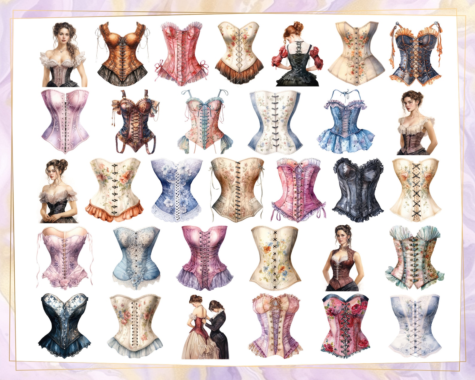 Corset Bodice Illustrations. Colorful Fashionable Clothing ...
