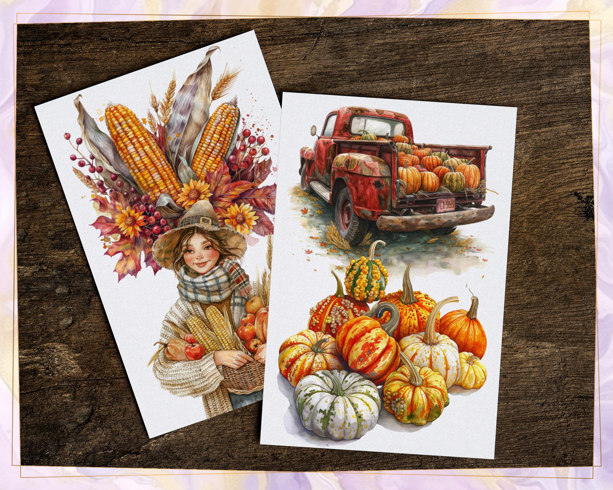Autumn Harvest Illustrations. Fall Season Farmer Crops, Thanksgiving ...