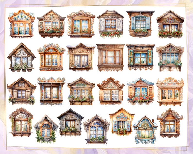 Wooden Windows. Slavic Village Traditional Carved Style Ornate Window ...