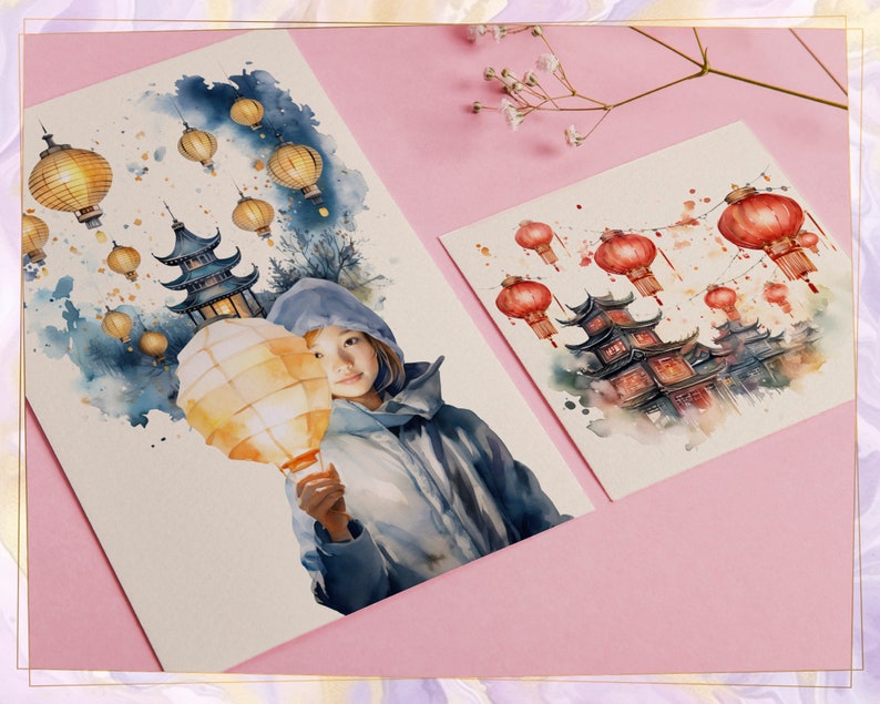 Paper Lantern Illustrations. Sets of Colorful Lanterns, Ornate Lanterns ...
