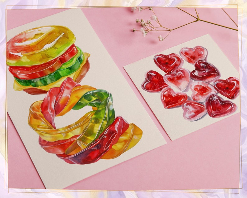 Gummy Candy Illustrations. Delicious Sweet Gelatin Confection, Colorful ...