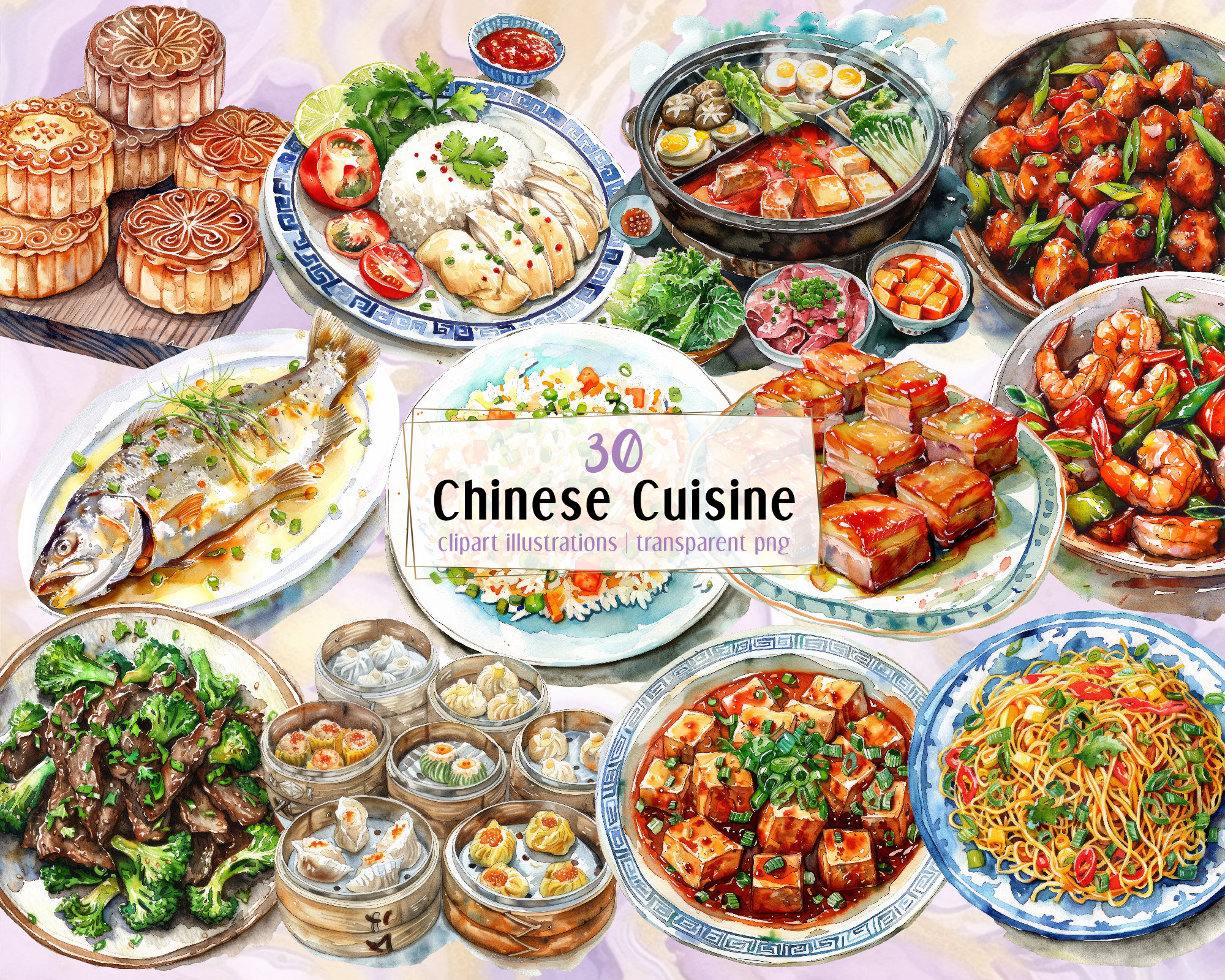 Chinese Cuisine Illustrations. Delicious Dishes, Food From China, Hot ...