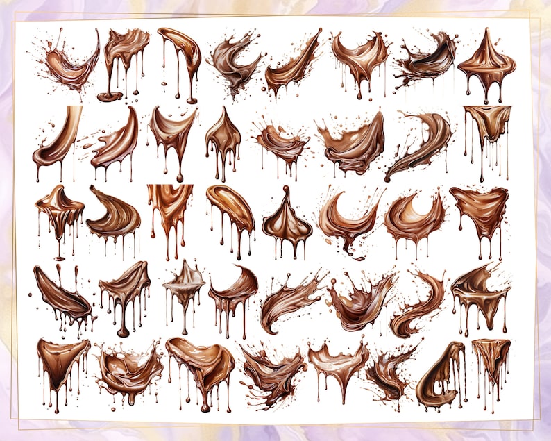 Chocolate Splash. Watercolor Style Illustrations. Melted Milk ...