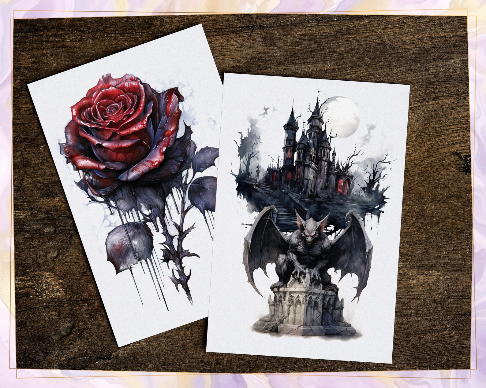 Vampire Life, Watercolor Style Illustrations. Dark Mysterious Gothic ...