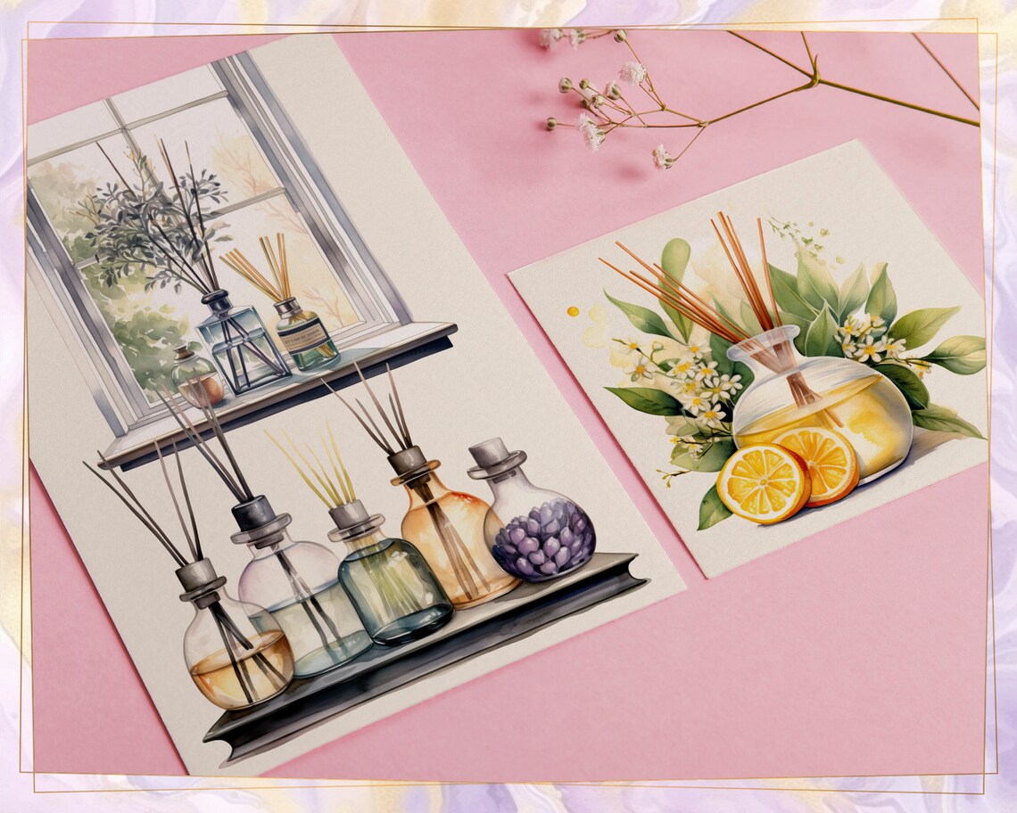 Diffuser Bottle Illustrations. Colorful Aromatic Fragrance Home ...