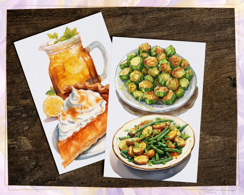 Soul Food Illustrations. Southern Cuisine Dishes, Drinks & Desserts ...