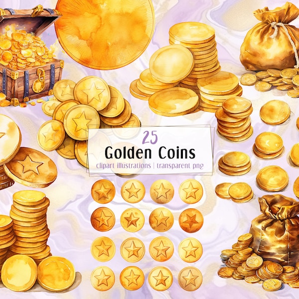 Gold Coins Clipart - Etsy
