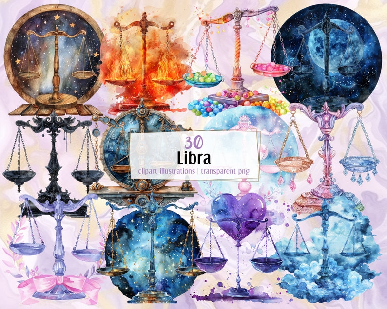 Libra Illustrations. Birthday Zodiac Astrology Air Sign Represented by ...