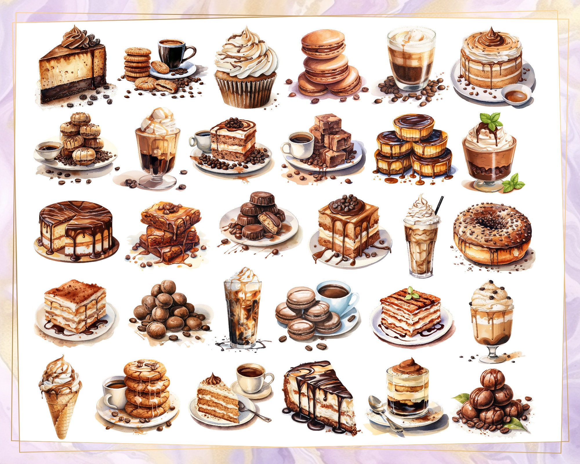 Coffee Dessert Illustrations. Delicious Coffee Flavored Treats ...