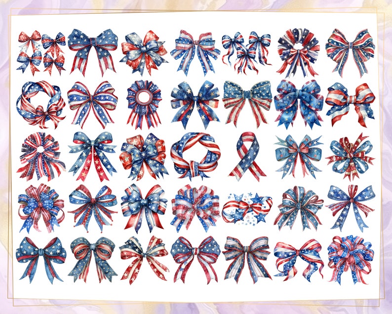 Patriotic Bow Illustrations. 4th of July, USA Independence Day ...