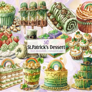 St. Patrick's Day Dessert Illustrations. Delicious Fancy Holiday Treats ...