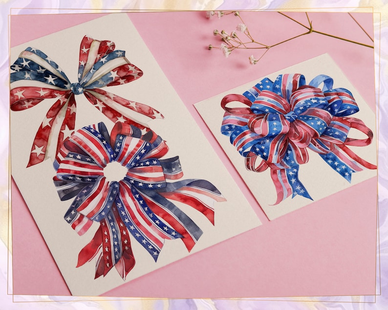 Patriotic Bow Illustrations. 4th of July, USA Independence Day ...