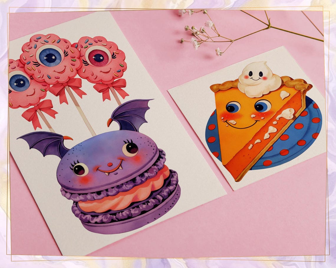 Cute Halloween Treats | PNG Clip Art Illustrations. Spooky Desserts ...