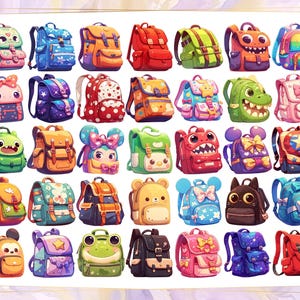 Cartoon Schoolbag Illustrations. Cute Adorable Colorful Kid's School ...
