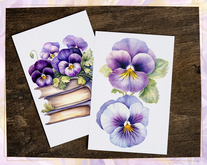 Pansy Flower Watercolor Style Illustrations. Viola, Violet, Purple and ...