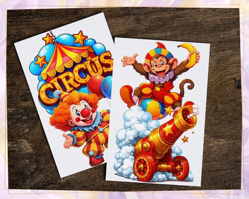 Cartoon Circus | PNG Clip Art Illustrations. Cute Fun Clowns, Funny ...