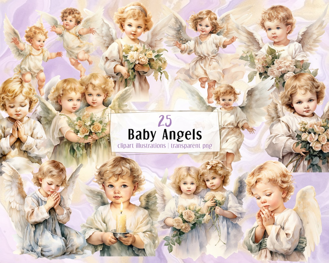 Baby Angels, Renaissance Style Illustrations. Holy Children, Heavenly ...