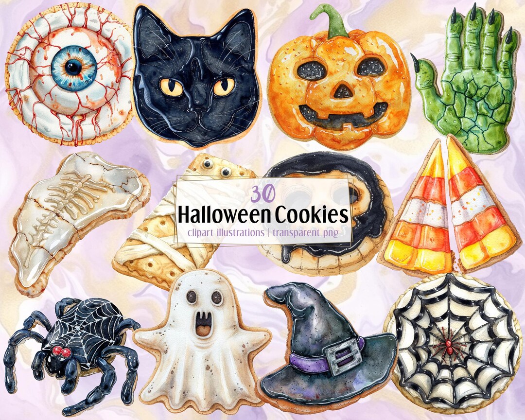 Halloween Cookies Illustrations. Cute Spooky Sugar Cookie Designs ...