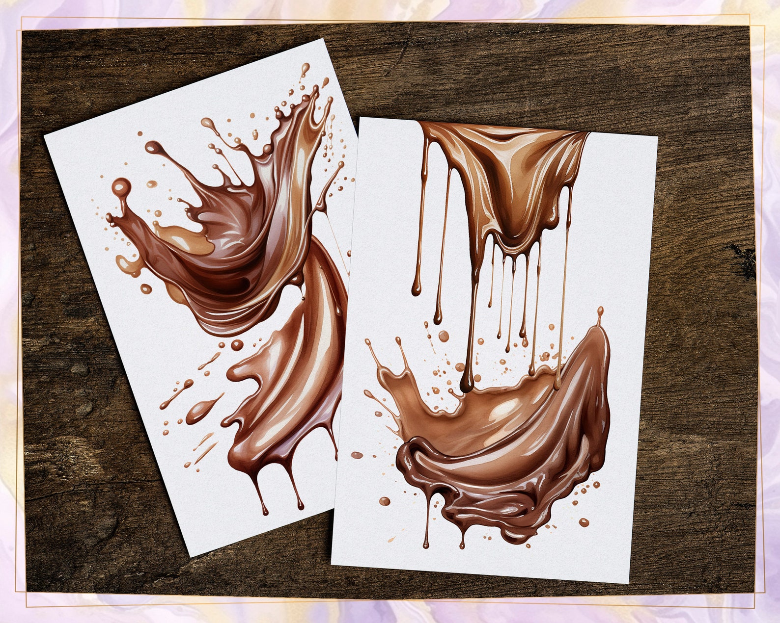 Chocolate Splash. Watercolor Style Illustrations. Melted Milk ...
