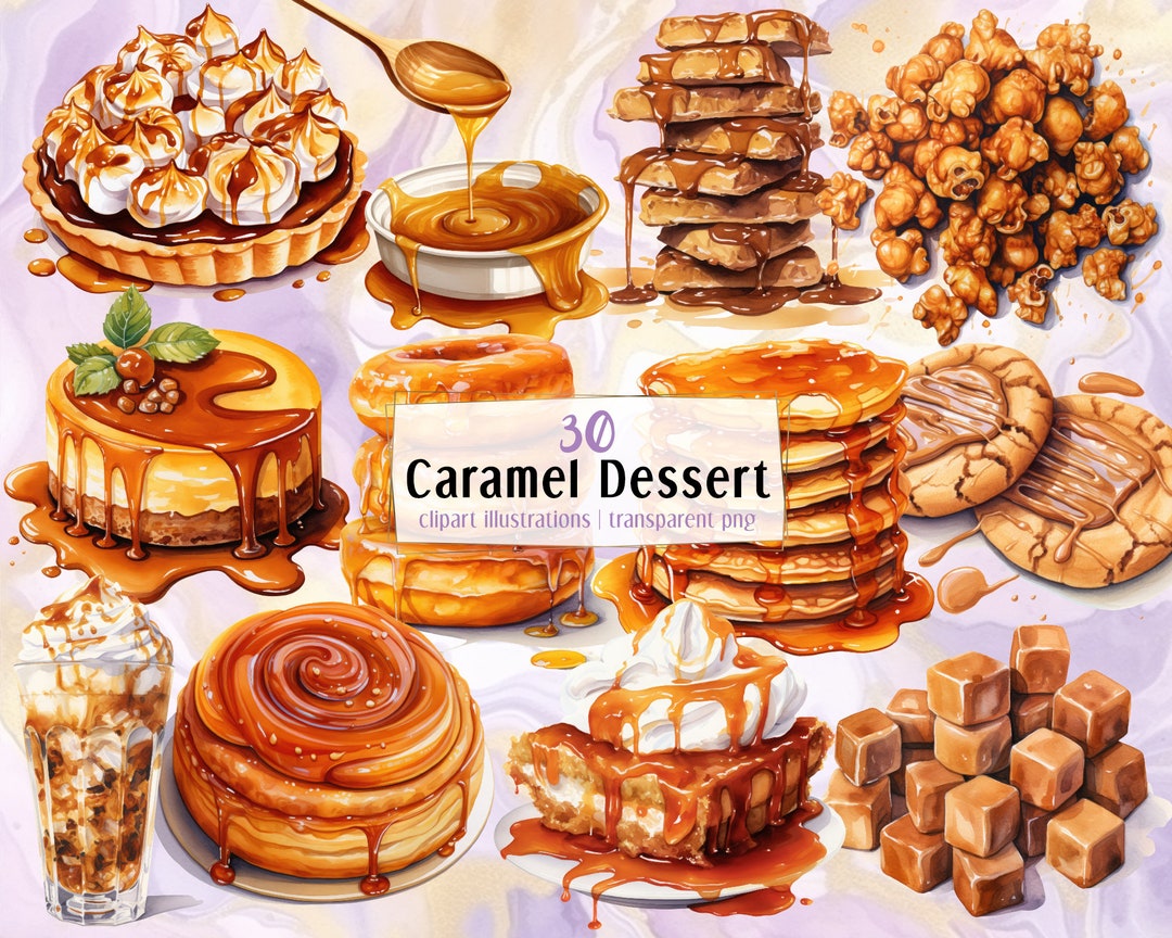 Caramel Dessert Illustrations. Sugar Confectionery Desserts ...