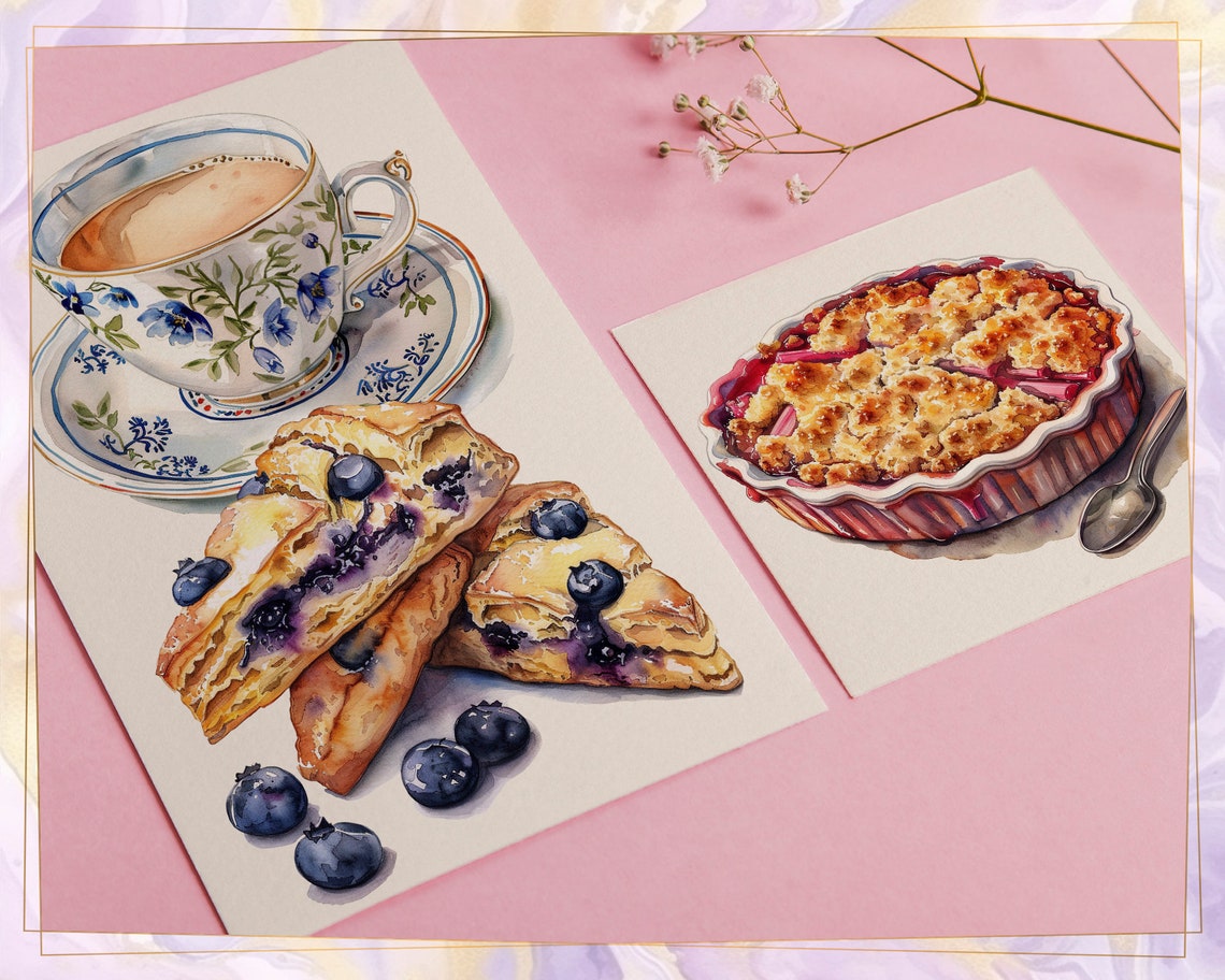 British Dessert Illustrations. Delicious Sweet English UK Food, Baked ...