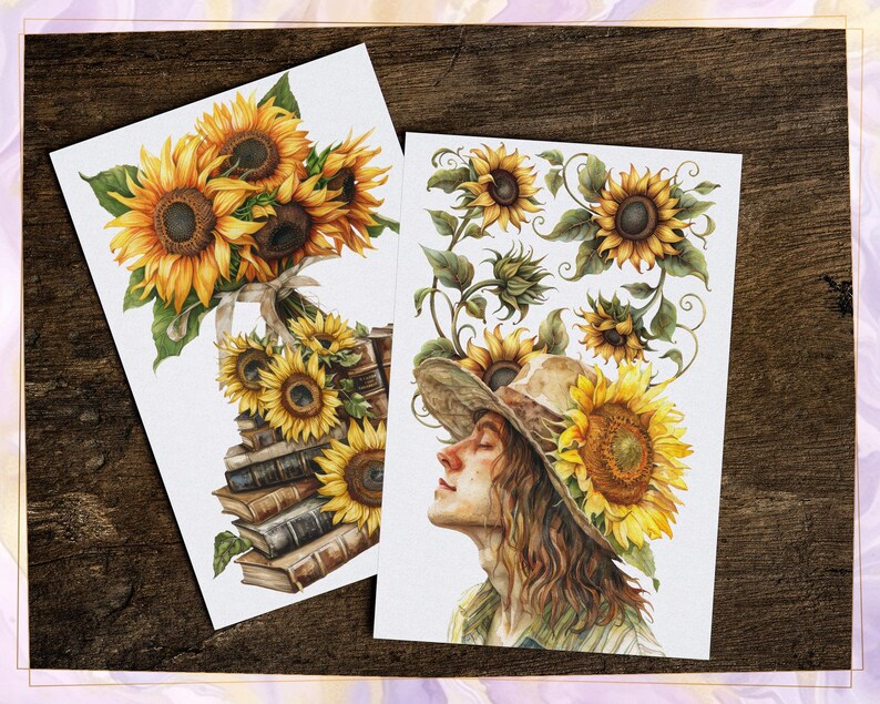 Sunflowers | PNG Clip Art Illustrations. Yellow Floral Bouquet, Wreaths ...