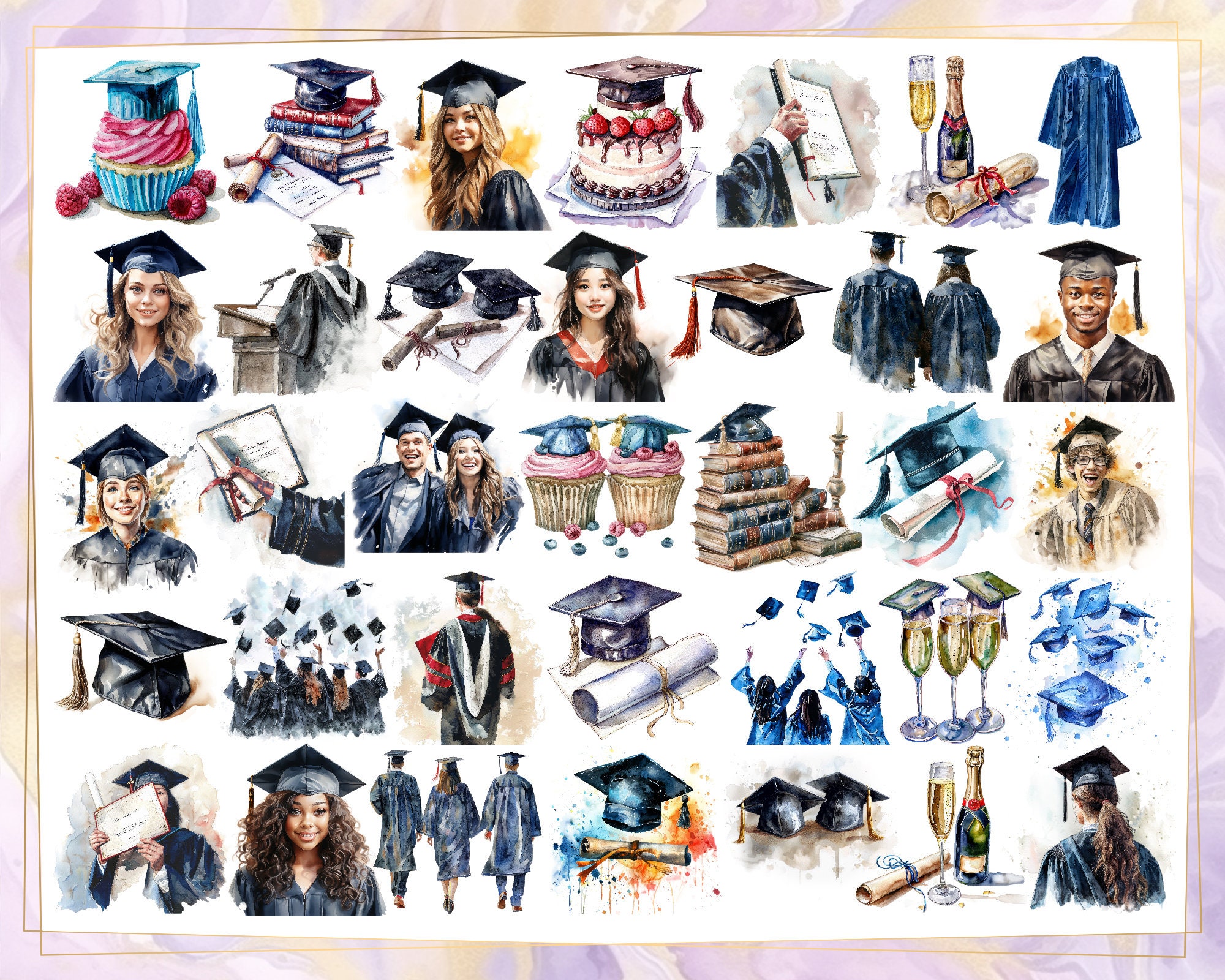Graduation Day Illustrations. End of School Year Celebration Party ...