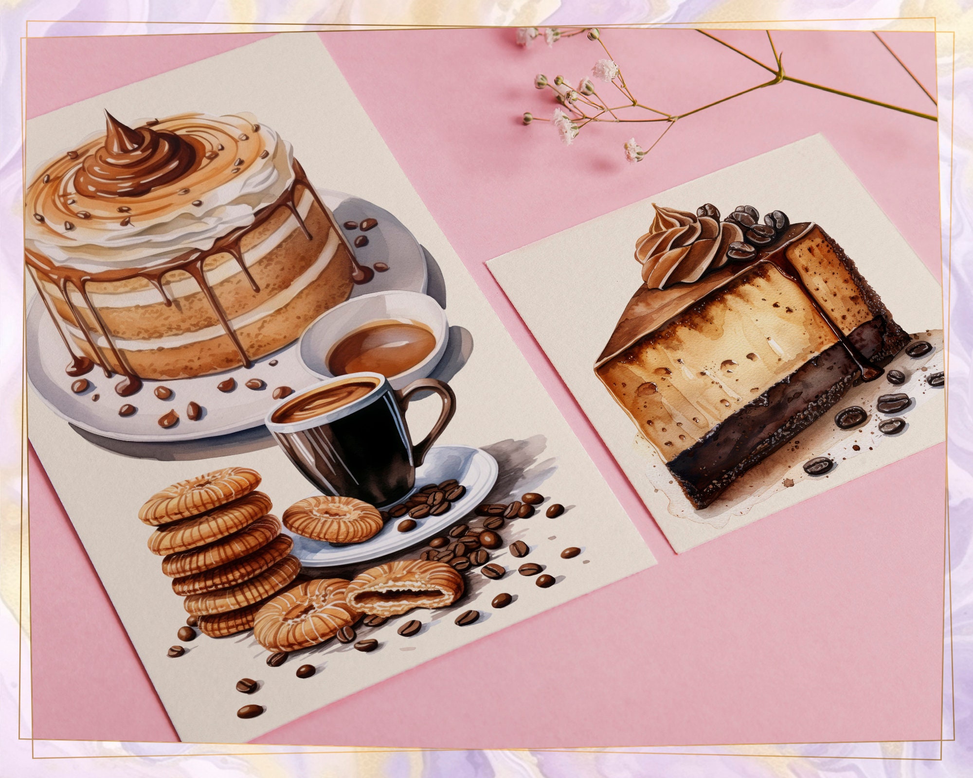 Coffee Dessert Illustrations. Delicious Coffee Flavored Treats ...