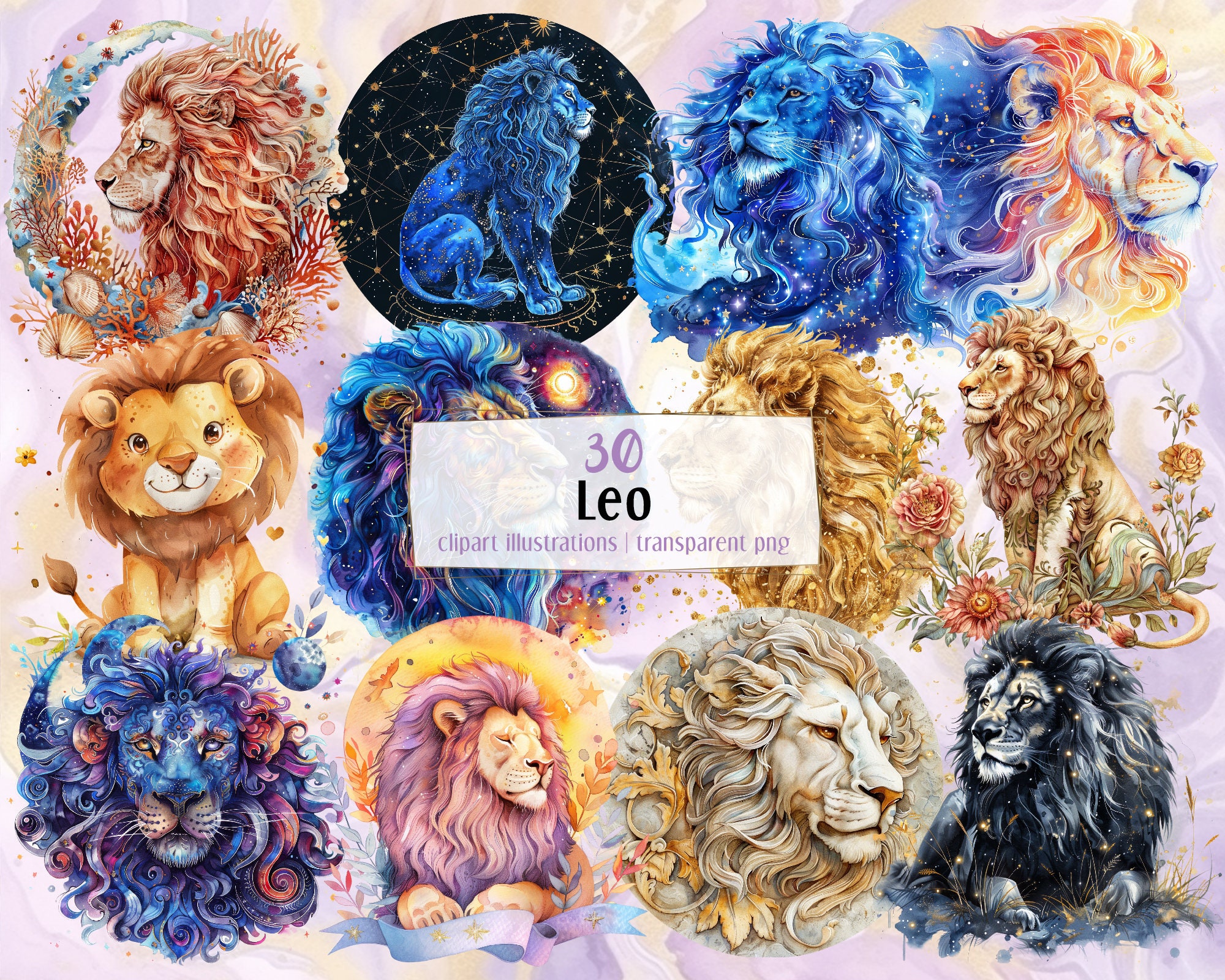 Leo Illustrations. Birthday Zodiac Astrology Sign, Fire Sign ...