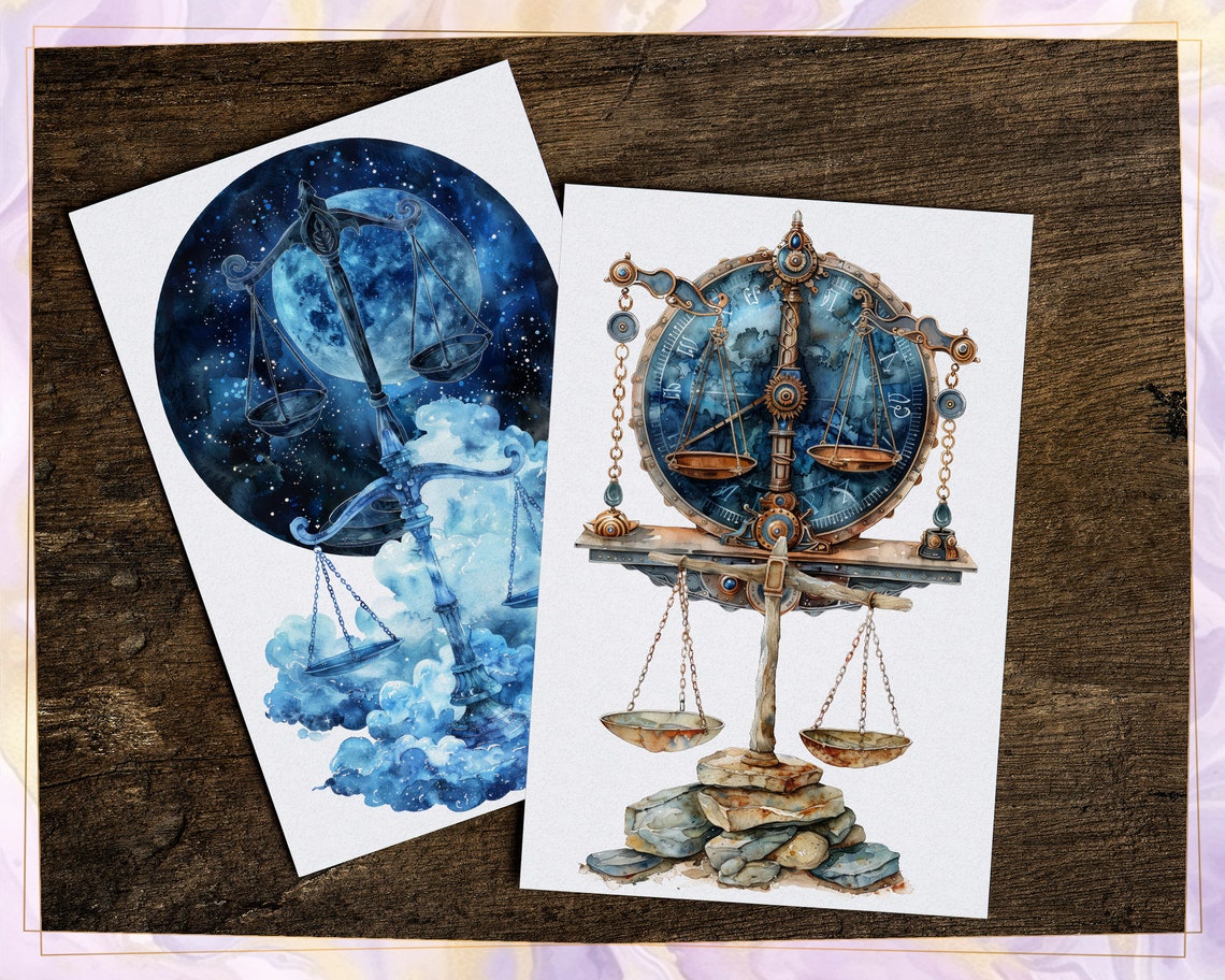 Libra Illustrations. Birthday Zodiac Astrology Air Sign Represented by ...