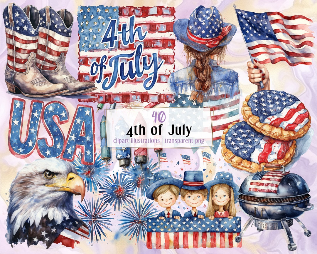 4th of July Illustrations. USA Independence Day Celebration, Patriotic ...