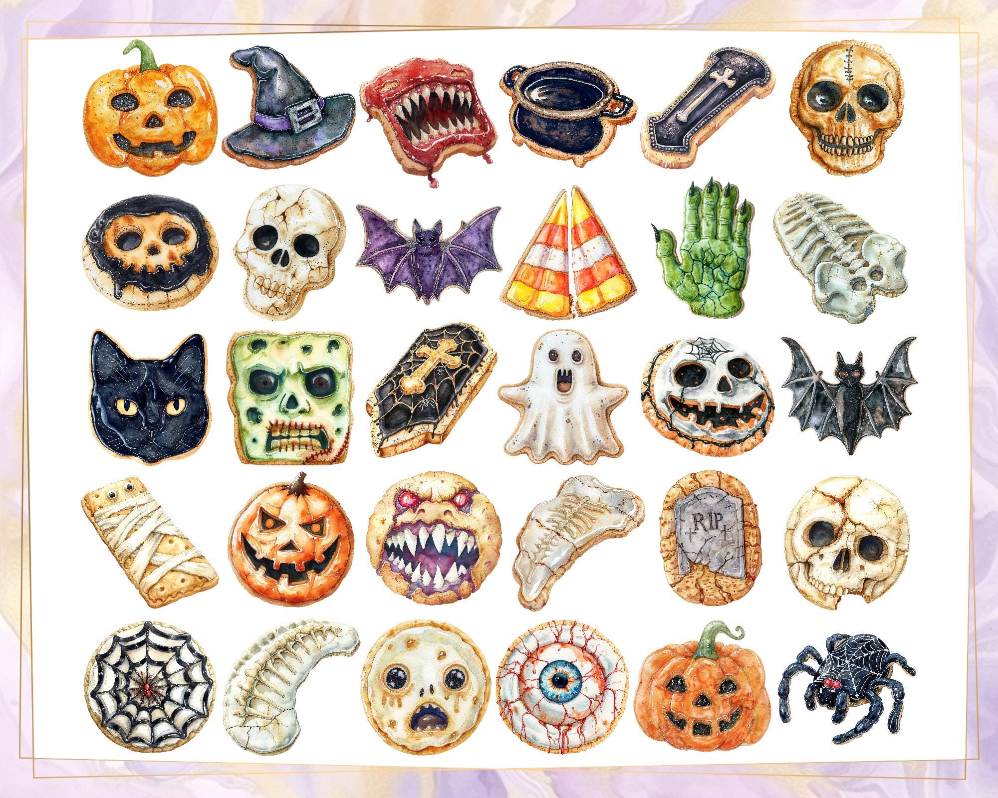 Halloween Cookies Illustrations. Cute Spooky Sugar Cookie Designs ...