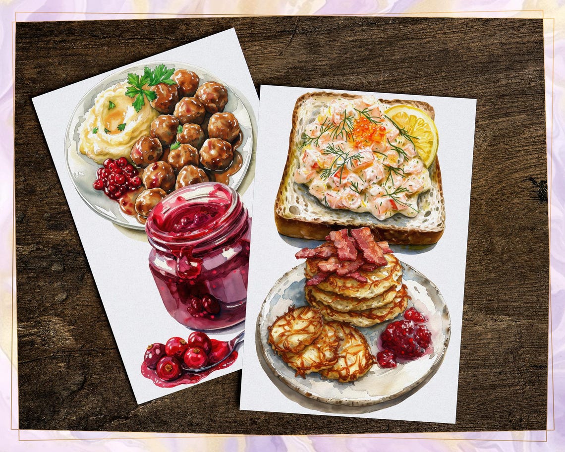 Swedish Cuisine | PNG Clip Art Illustrations. Nordic Food From Sweden ...