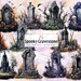 Spooky Gravestone Illustrations. Scary Creepy Tombstone, Cemetery ...