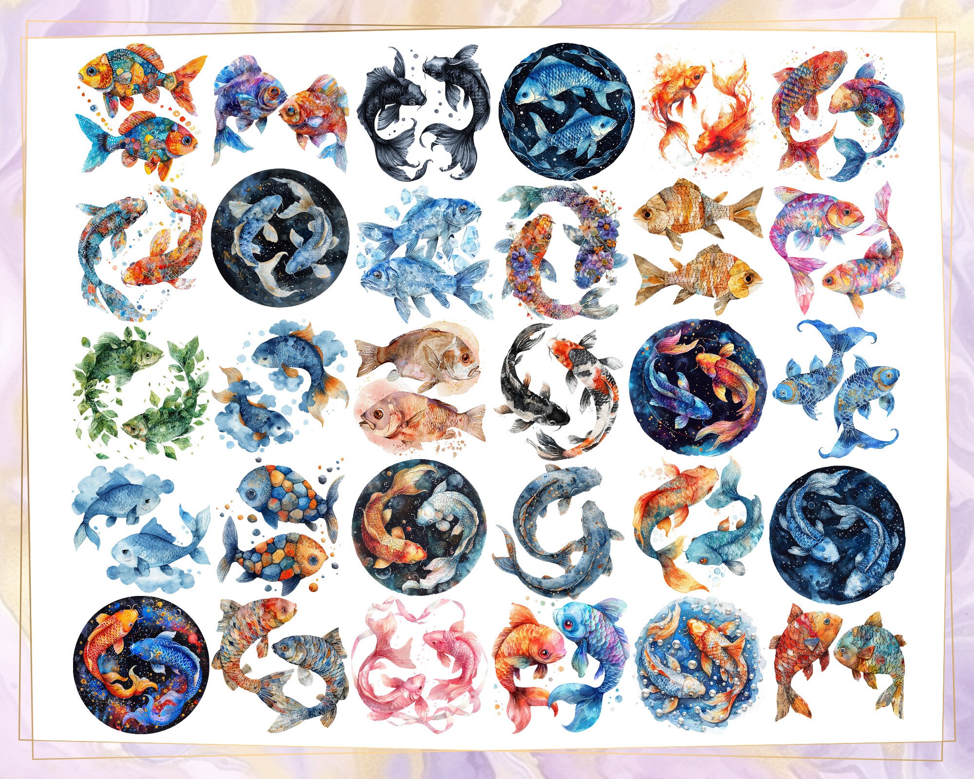Pisces Illustrations. Birthday Zodiac Astrology Water Sign Represented ...