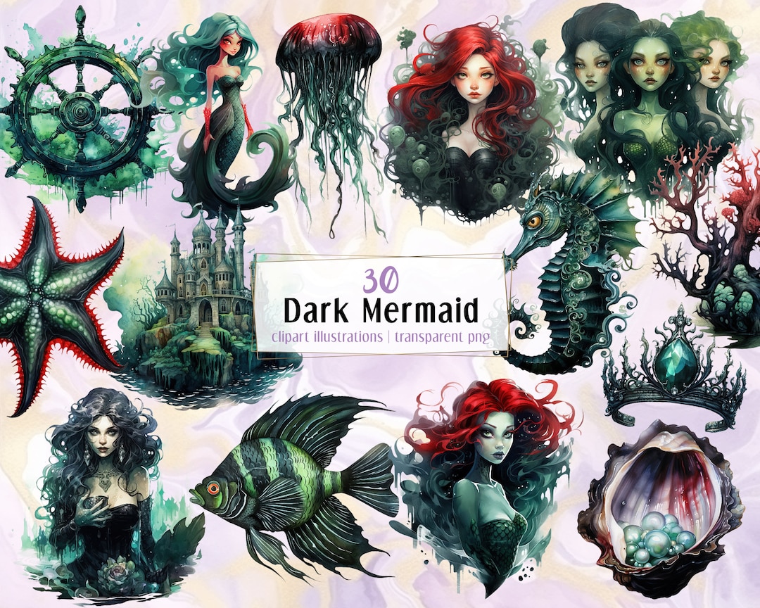 Dark Mermaid. Gothic, Black Mermaids, Objects and Aquatic Life ...