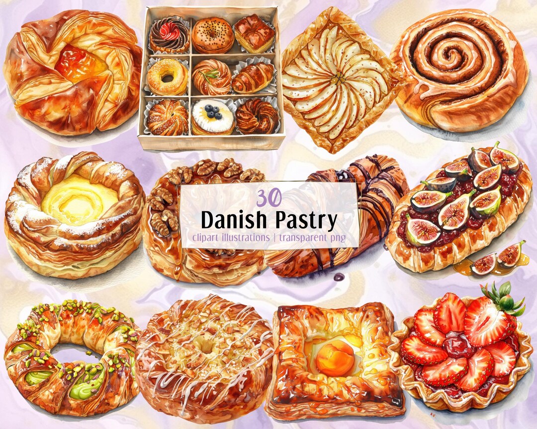 Danish Pastry | PNG Clip Art Illustrations. Bakery Menu, Puff Pastry ...