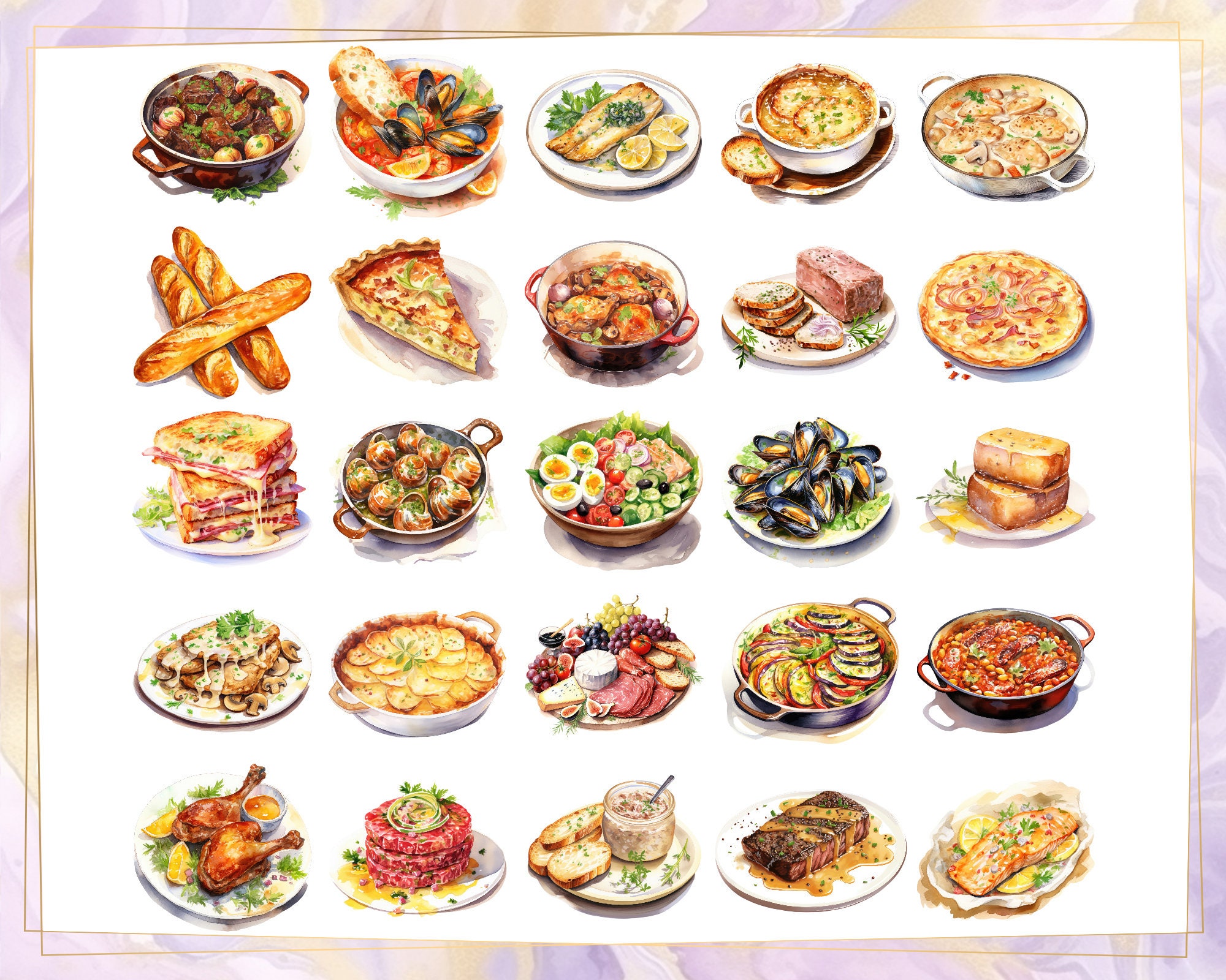 French Cuisine | PNG Clip Art Illustrations. Traditional Food From ...