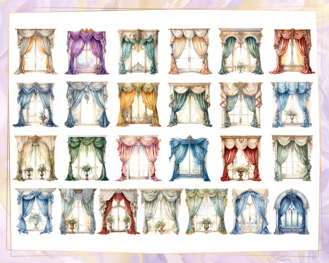 Victorian Windows Illustrations. Window Frames With Fancy Decorative ...