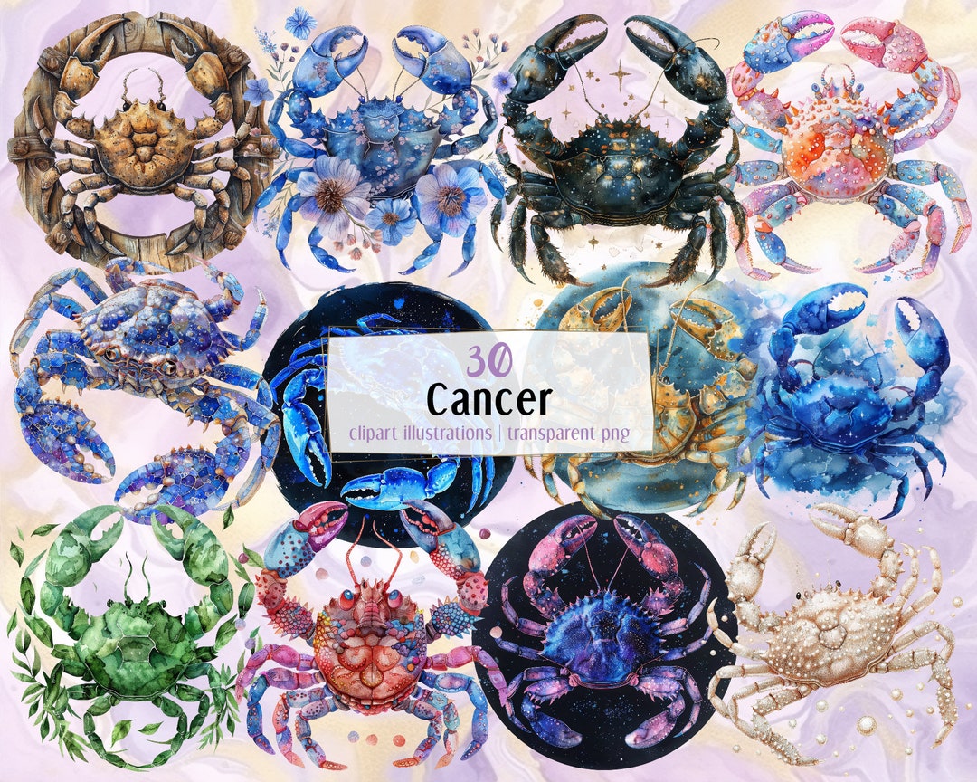 Cancer Illustrations. Birthday Zodiac Astrology Water Sign Represented ...
